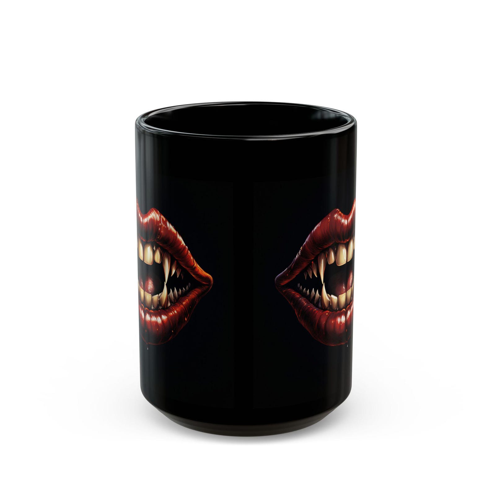 Red Lips and Gold Fangs - Vampire Black Mug (15oz) - Etsy