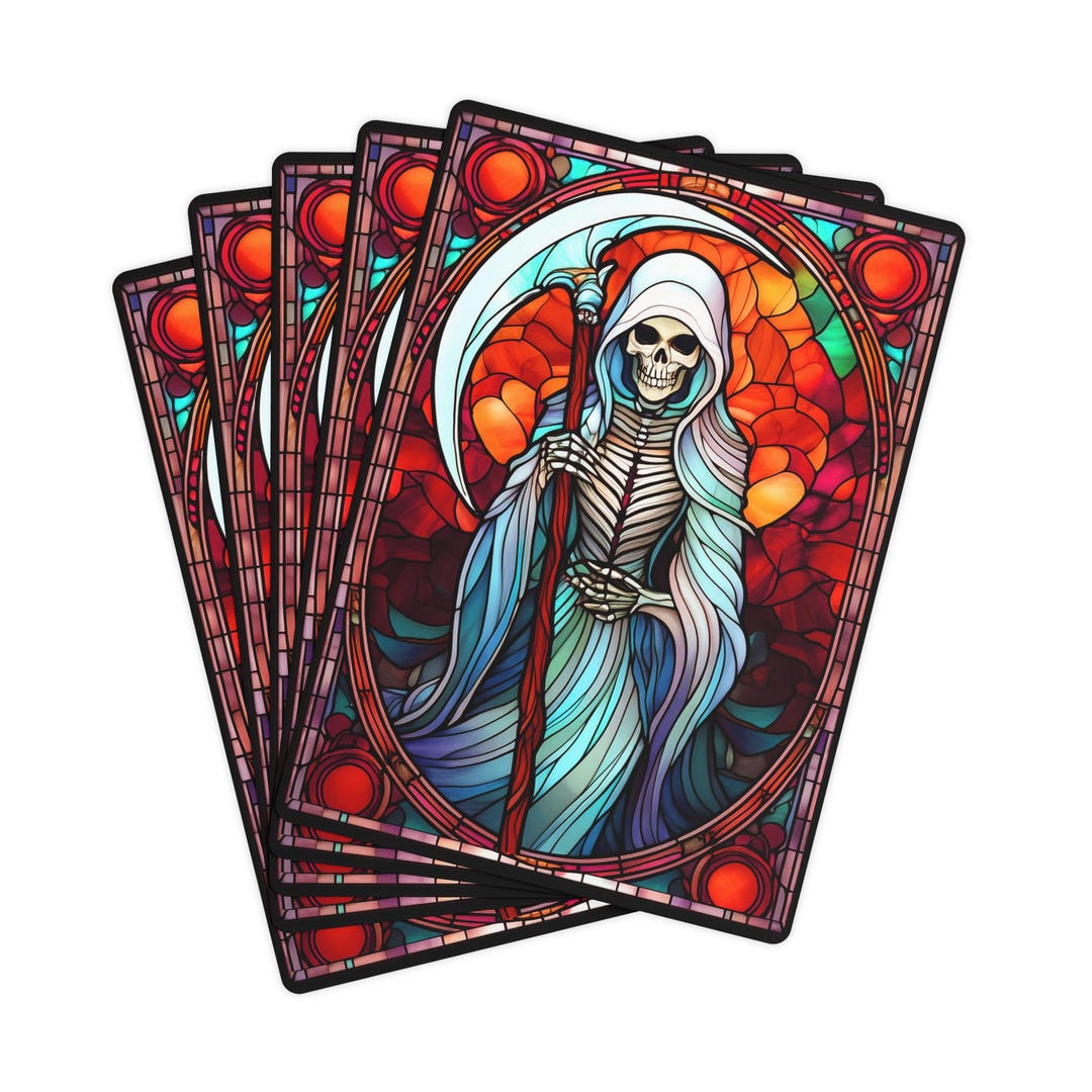 Lady Death Stained Glass Tarot Style Poker Cards - Etsy