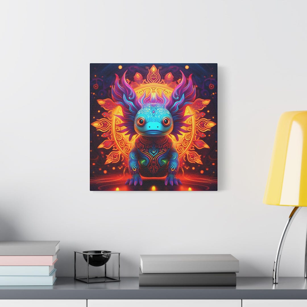 Neon Axolotl Alebrije Style on Matte Canvas, Stretched, 1.25" Border ...
