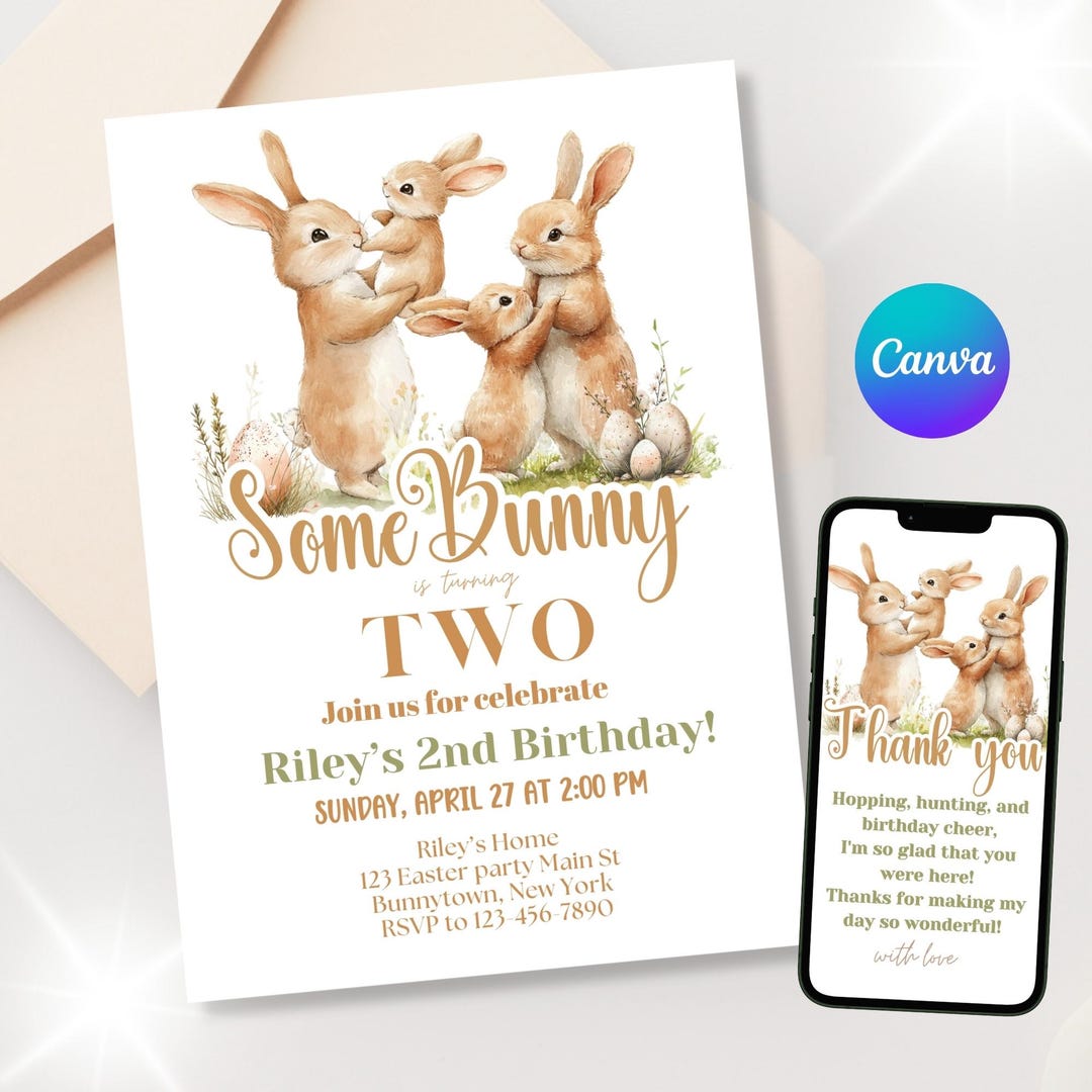 Easter Bunny Birthday Invite - Some Bunny is Invitation - Spring ...