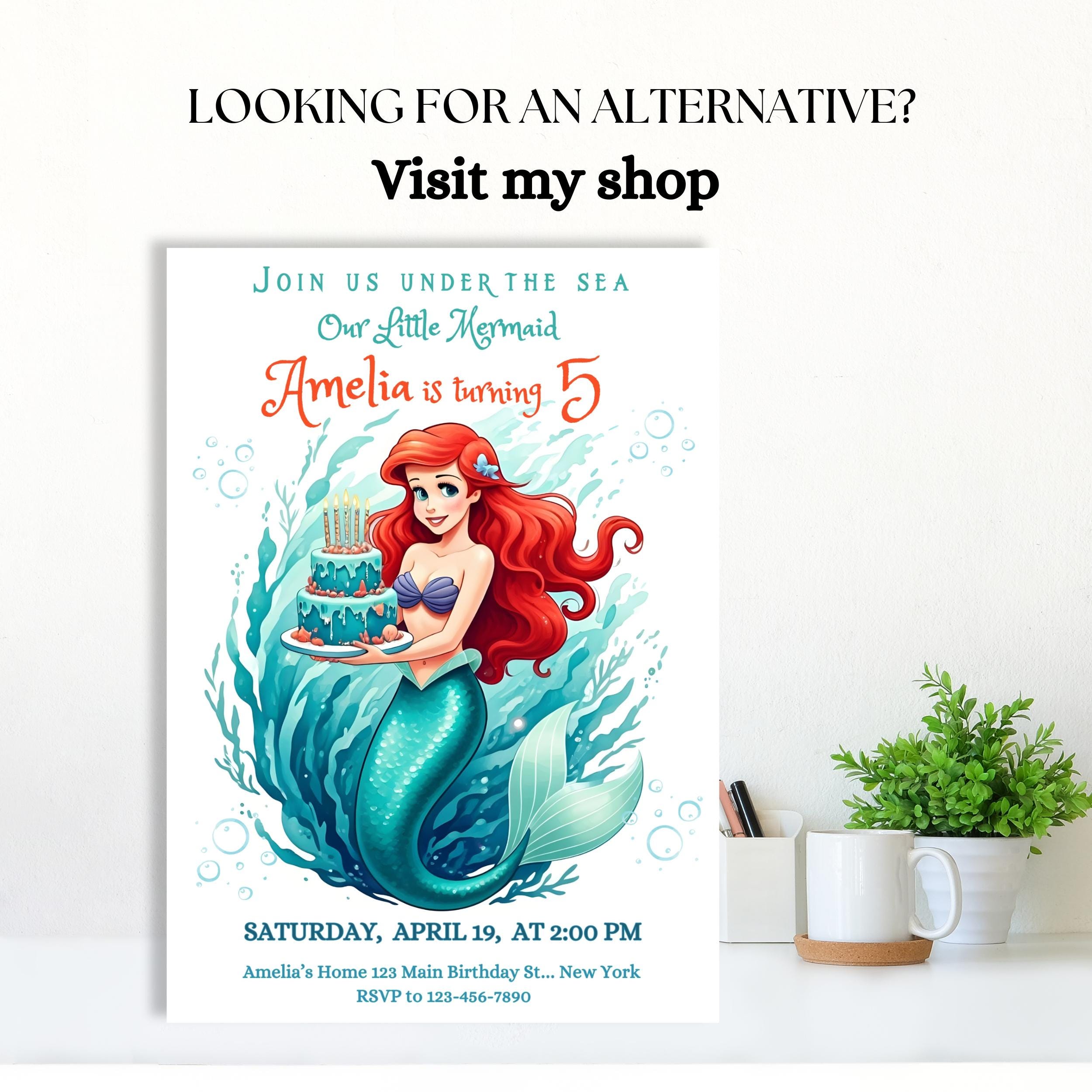 Little Mermaid Invitation Ariel Birthday Invite Summer Party Beach ...