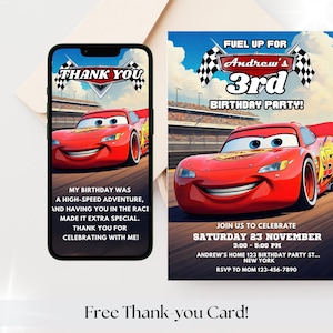Cars Themed Birthday Invitation | Fuel up for Fun! - Editable Canva - Etsy
