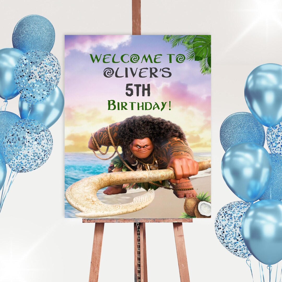 Maui Welcome Sign - Moana Birthday Welcome Poster - Tropical Party ...