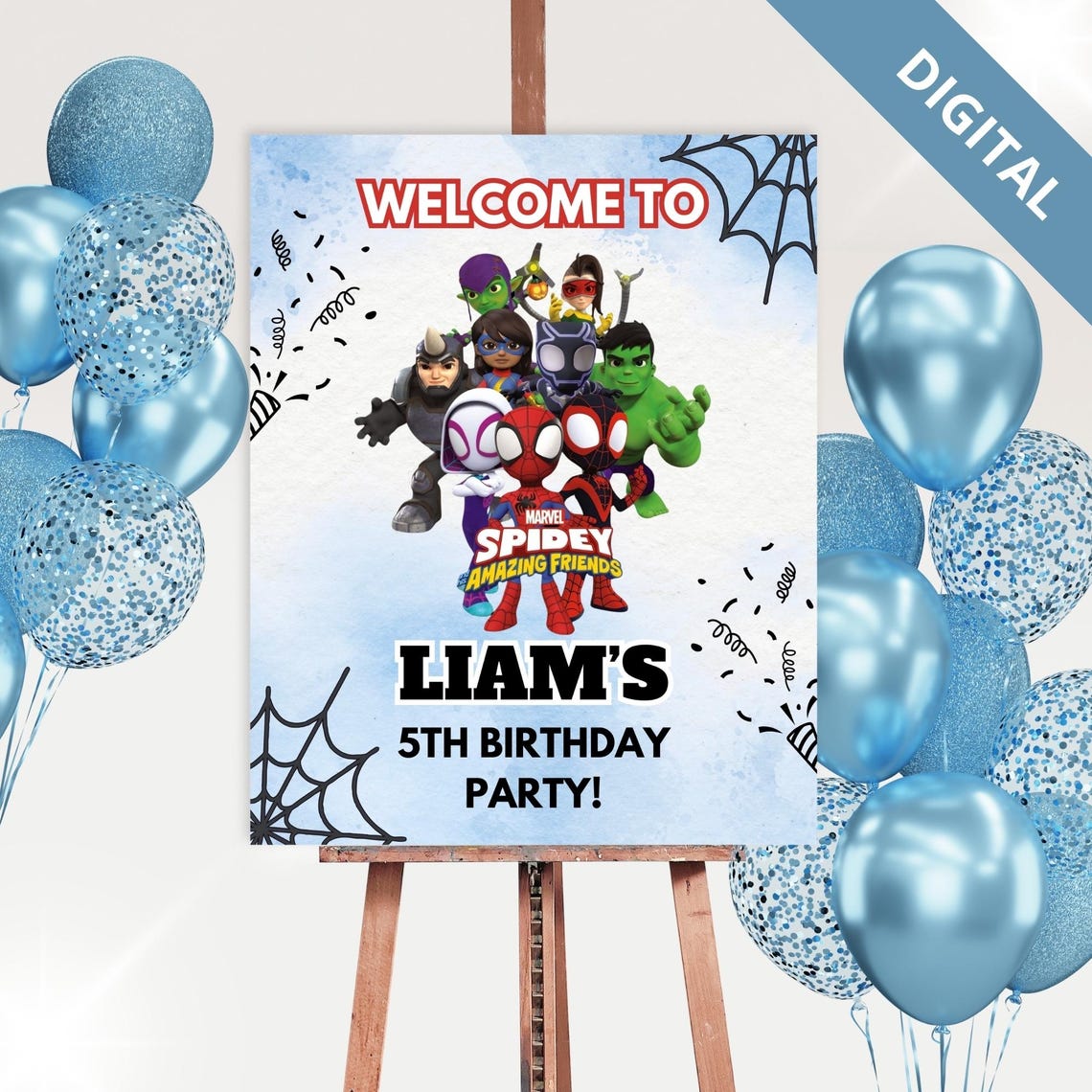 Spidey Birthday Welcome Sign - Superhero Party Poster - Editable Canva ...
