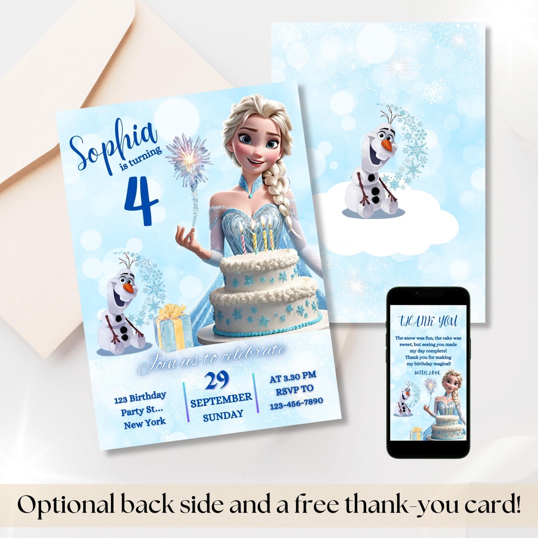 Frozen Elsa Birthday Invitation: Editable Canva Party Invite (digital ...