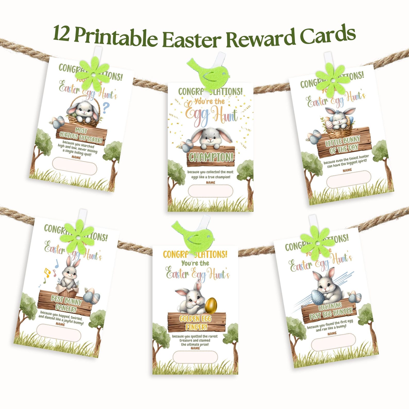 Easter Egg Hunt Award Certificates | Printable Easter Reward Cards ...