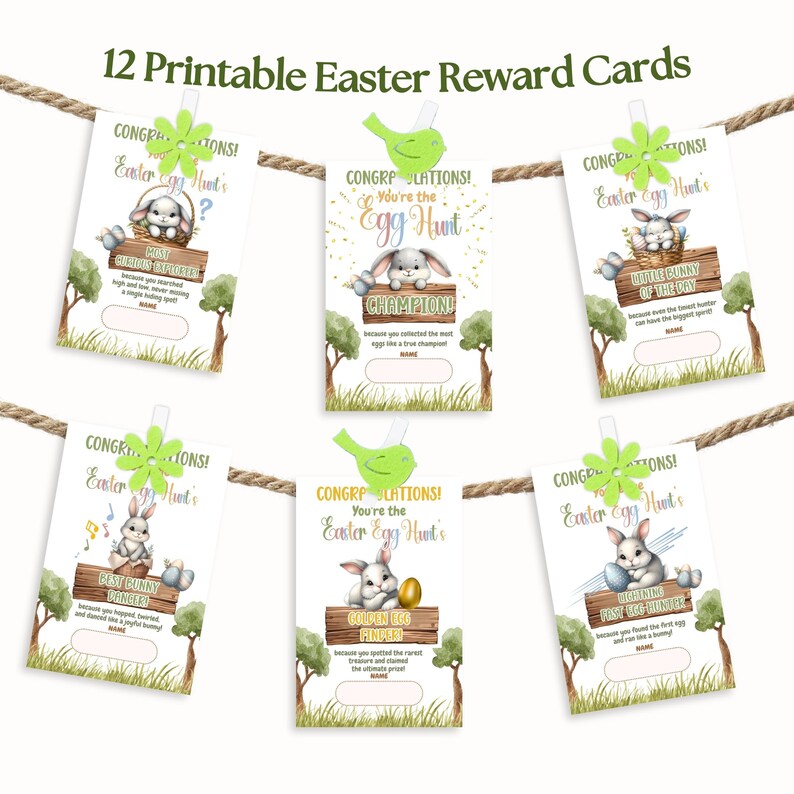 Easter Egg Hunt Award Certificates | Printable Easter Reward Cards ...