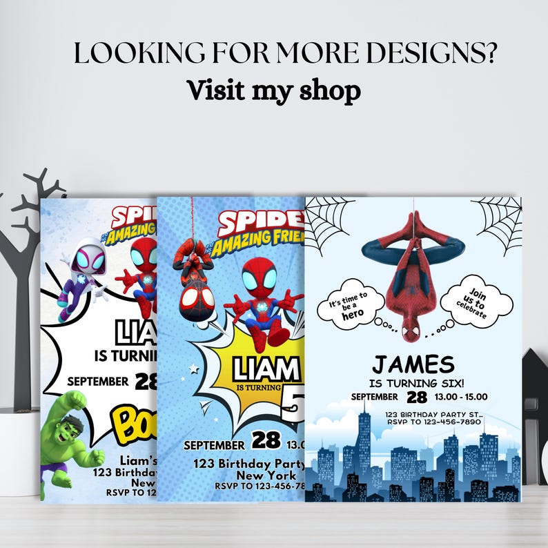 Editable Spider Man Birthday Invitation Customizable Superhero Invite ...