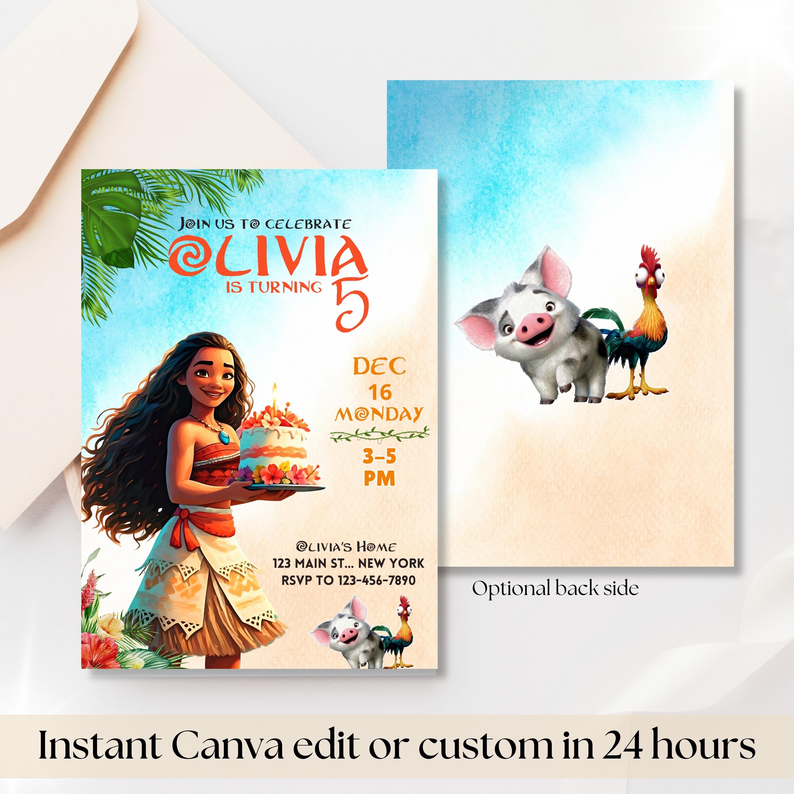 Editable Moana Birthday Invitation - Tropical Party - Instant Download ...