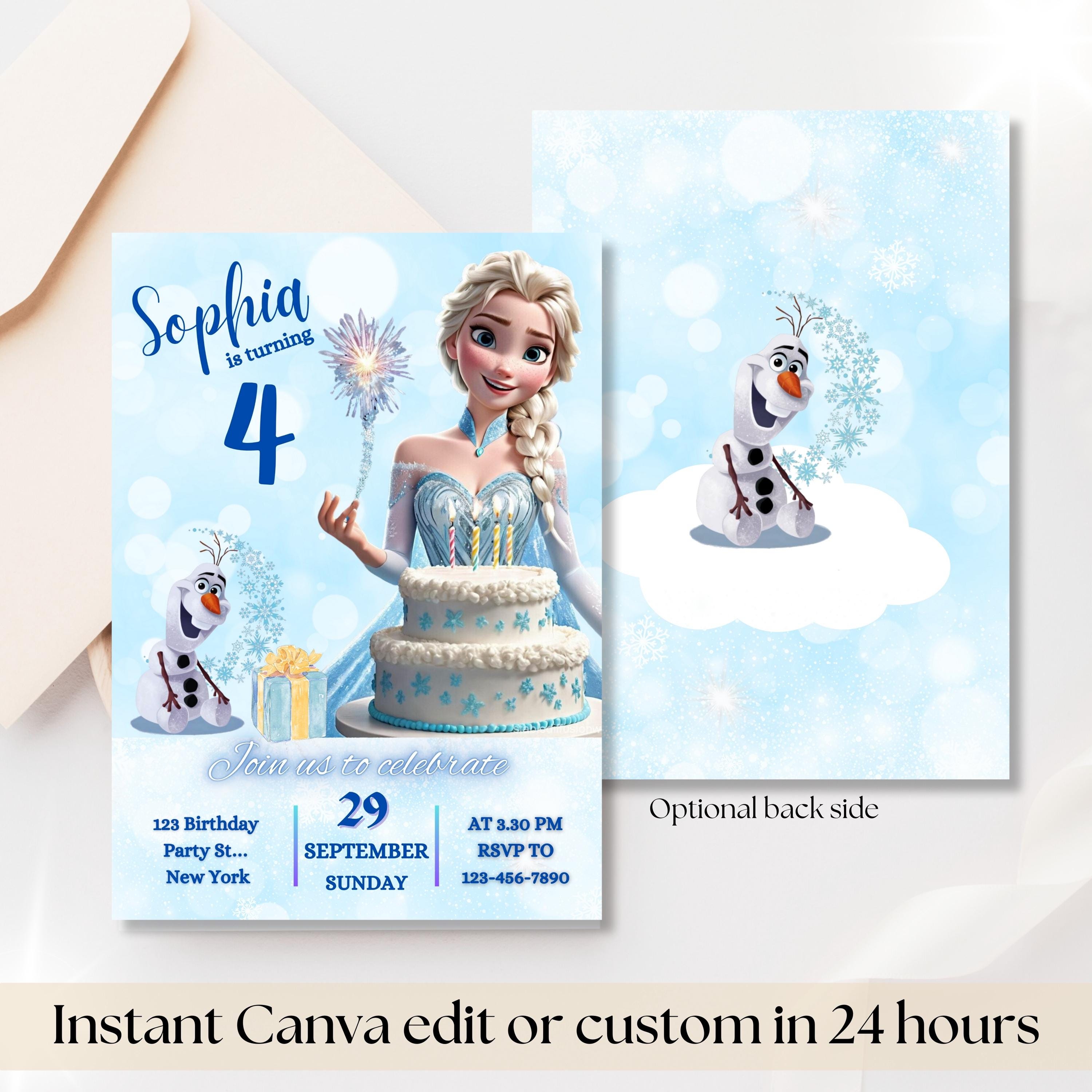 Frozen Elsa Birthday Invitation: Editable Canva Party Invite (digital ...
