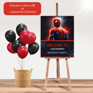 Spider-man Welcome Sign | Editable Superhero Birthday Party Decoration ...
