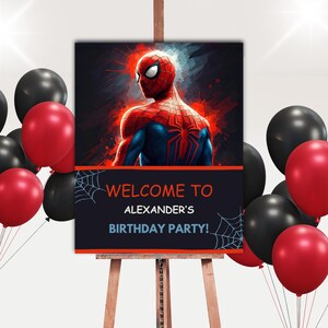 Spider-man Welcome Sign | Editable Superhero Birthday Party Decoration ...