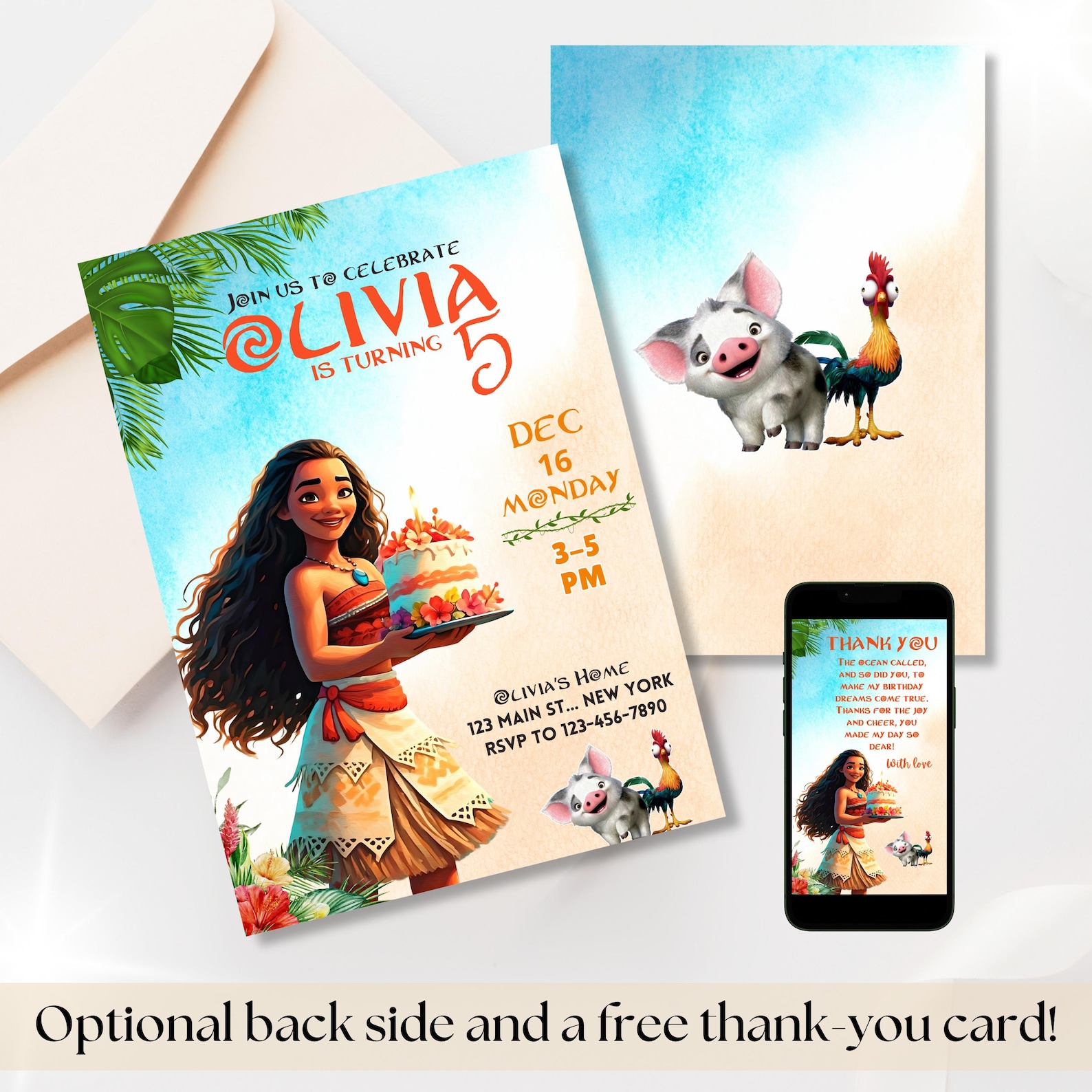 Editable Moana Birthday Invitation - Tropical Party - Instant Download ...