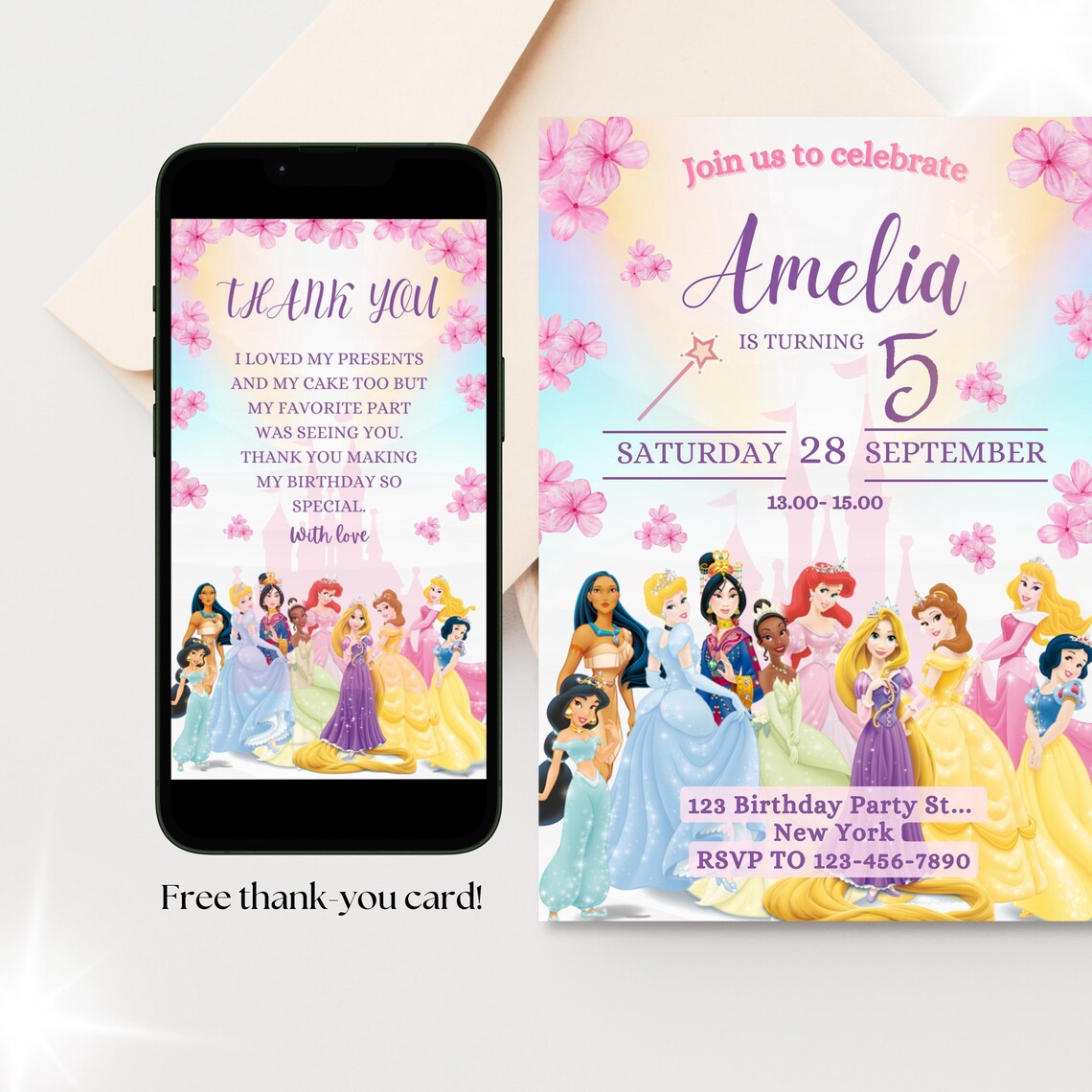 Editable Princess Birthday Invitation Printable Girls Princess Invite ...
