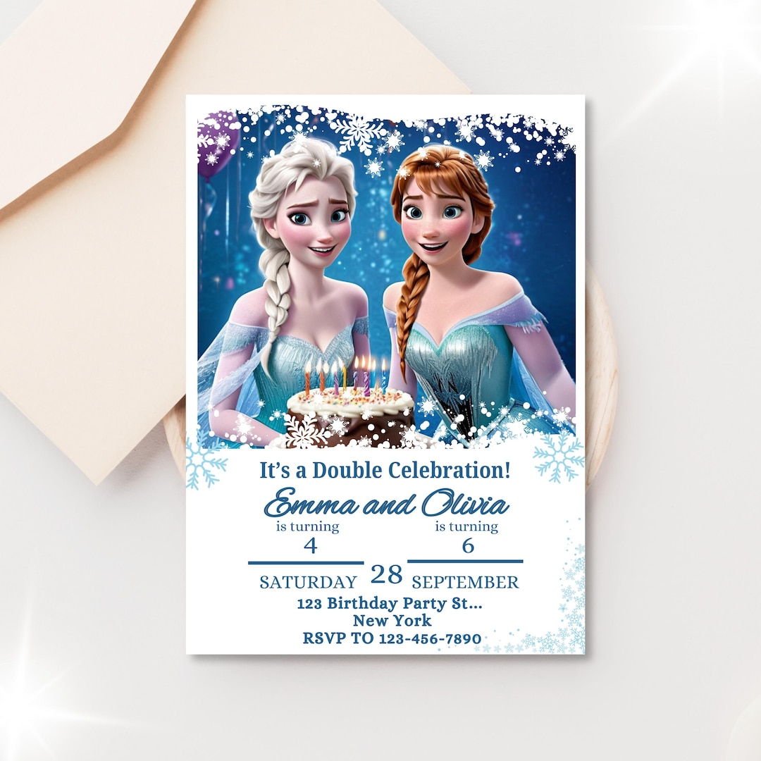 Frozen Birthday Invitation Frozen Double Invite Siblings Birthday ...