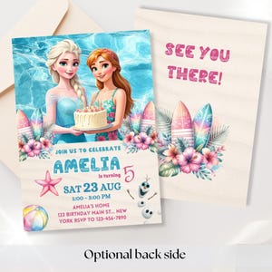 Frozen Birthday Invitation | Editable Elsa & Anna Summer Invite | Beach ...