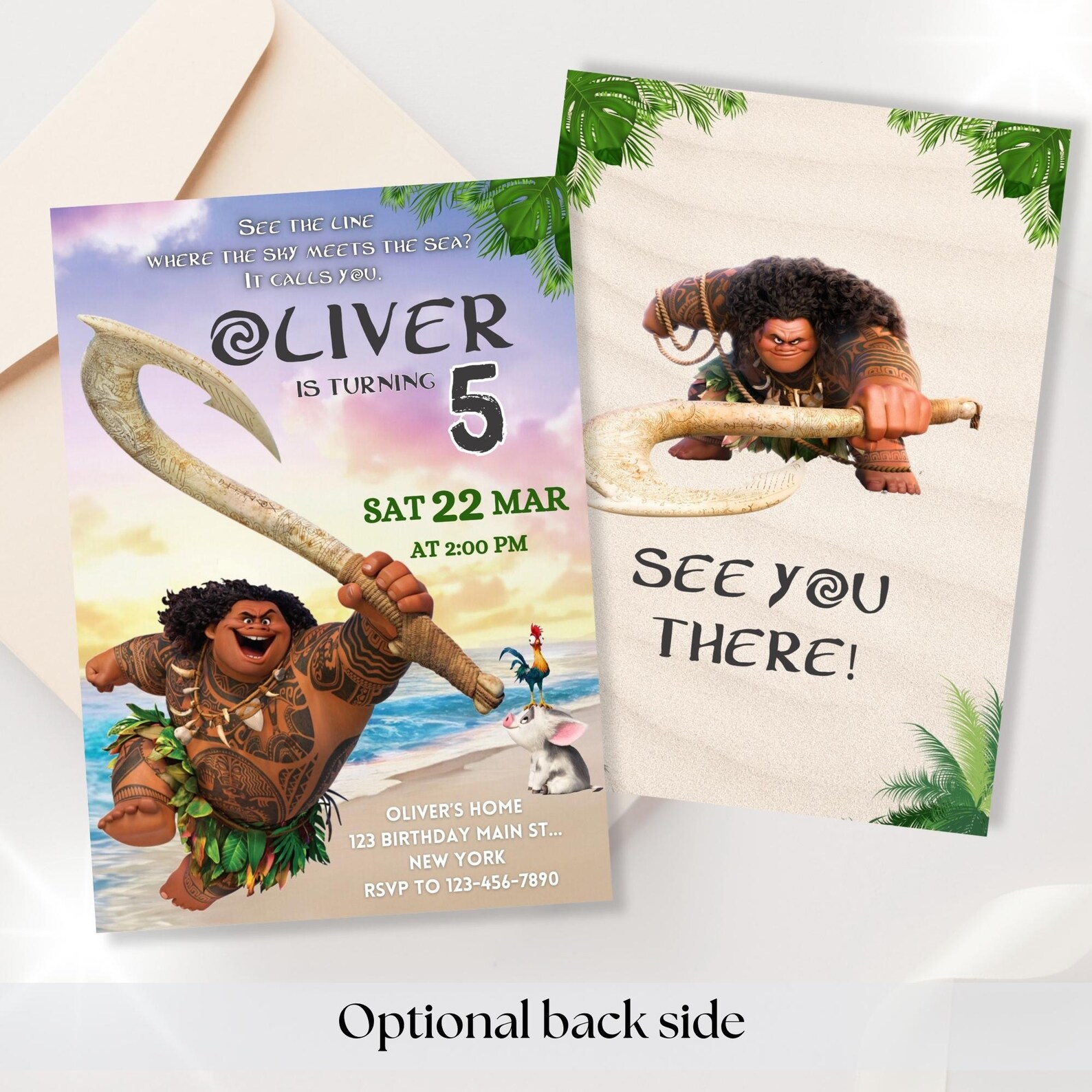Maui Birthday Invitation: Moana Tropical Luau Party, Editable Canva ...