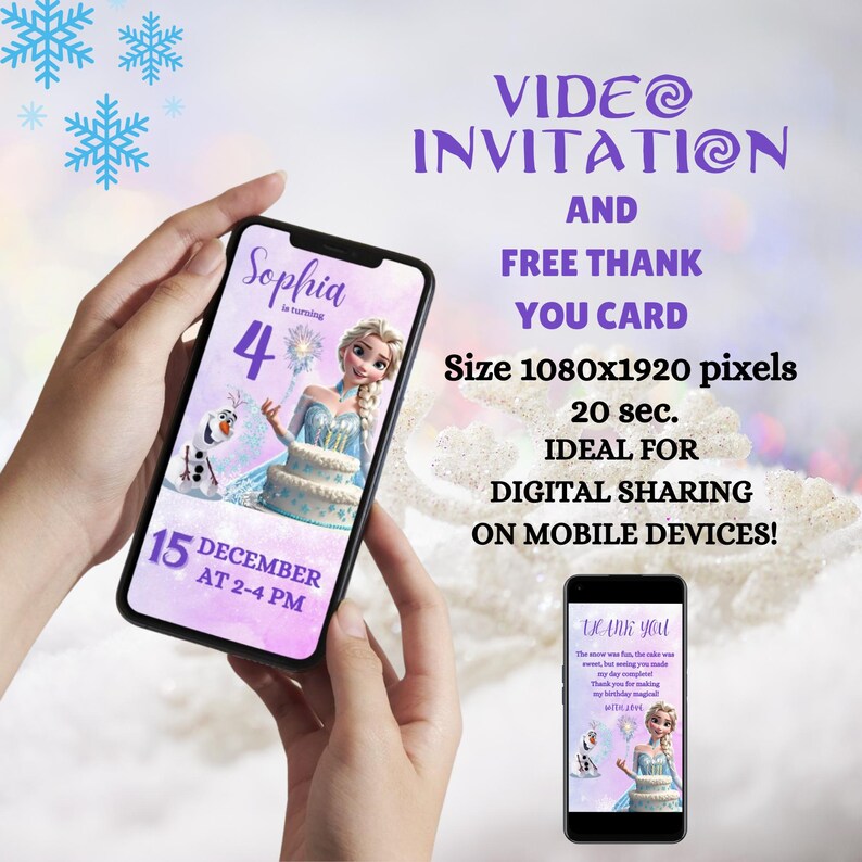 Editable Frozen Video Invitation With Music Animated Digital Elsa ...