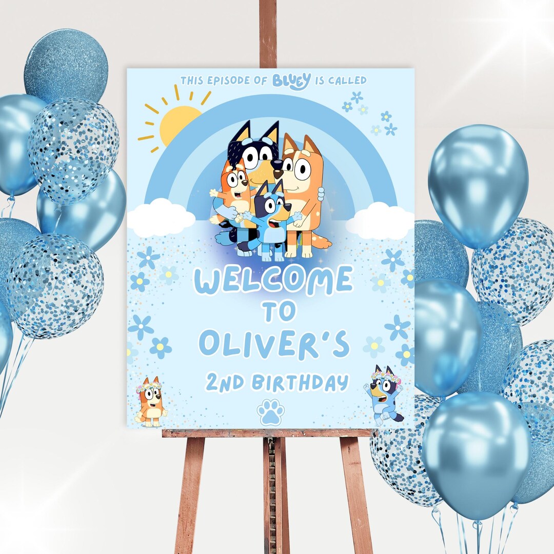 Bluey Birthday Welcome Sign Bluey Party Poster Decor Instant Download ...