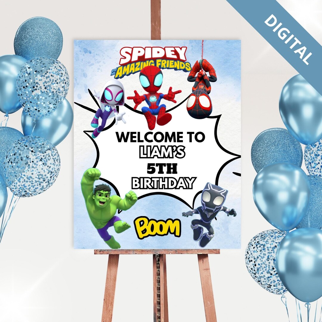 Spidey and Friends Birthday Welcome Sign: Superhero Party Decor ...