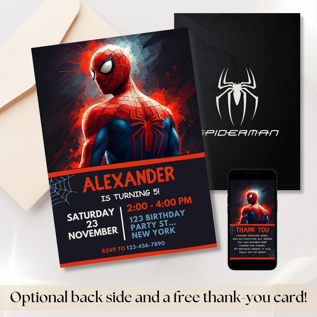Spiderman Birthday Invitation - Boys Birthday Party - Editable Canva - Etsy
