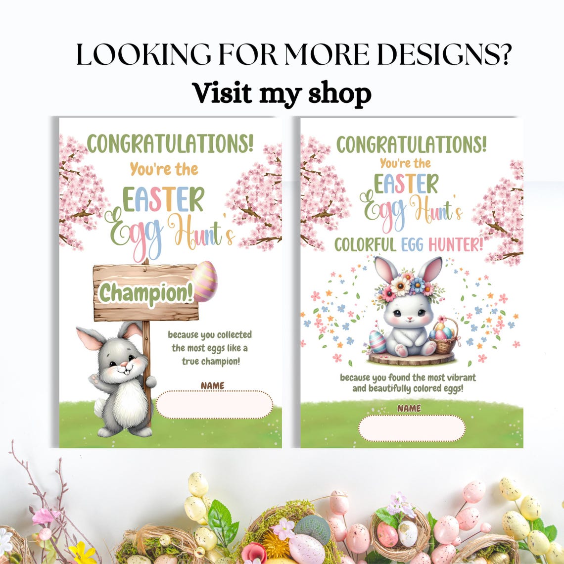 Easter Egg Hunt Award Certificates | Printable Easter Reward Cards ...