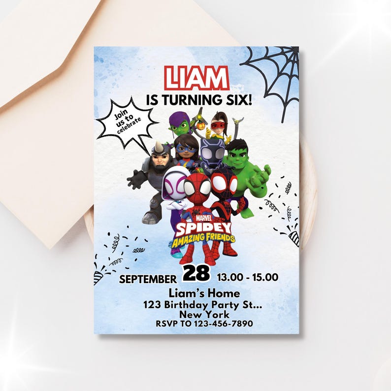 Spidey and Friends Birthday Invitation: Superhero Party, Editable Canva ...