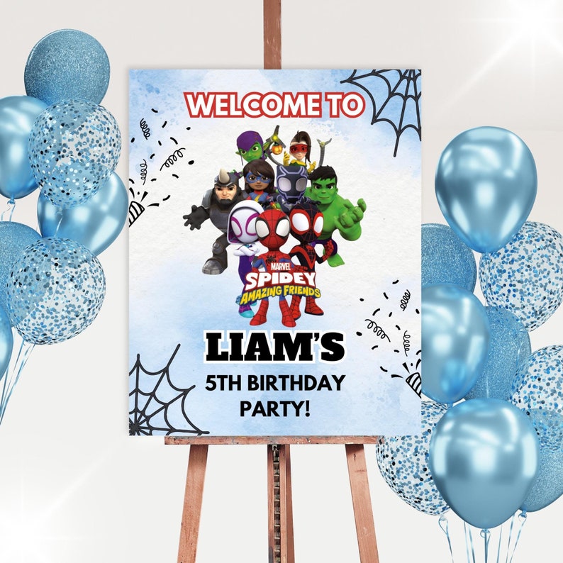 Spidey Birthday Welcome Sign Superhero Party Poster Digital Download ...