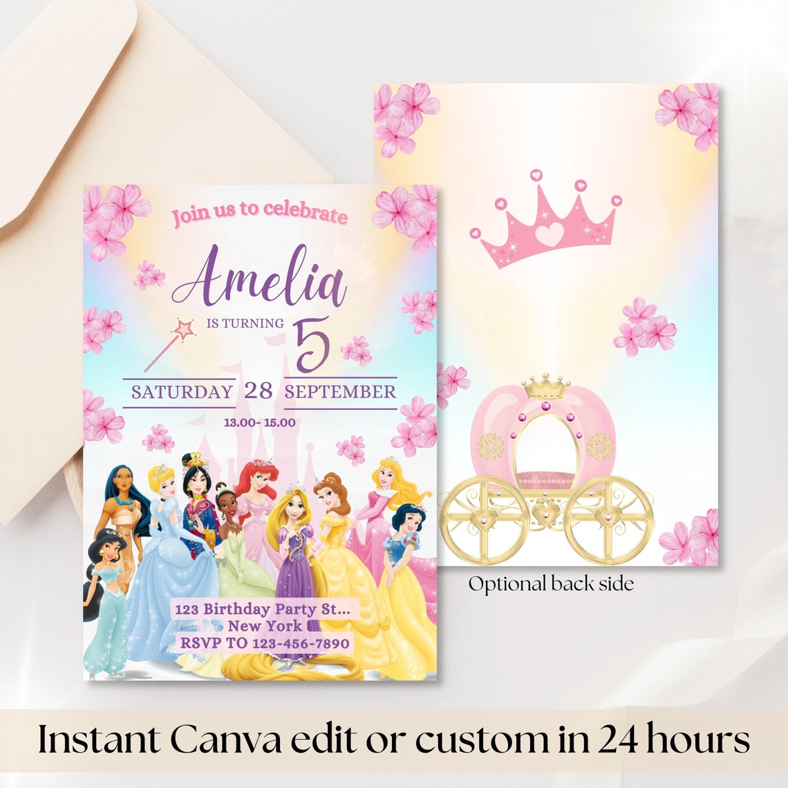 Editable Princess Birthday Invitation Printable Girls Princess Invite ...