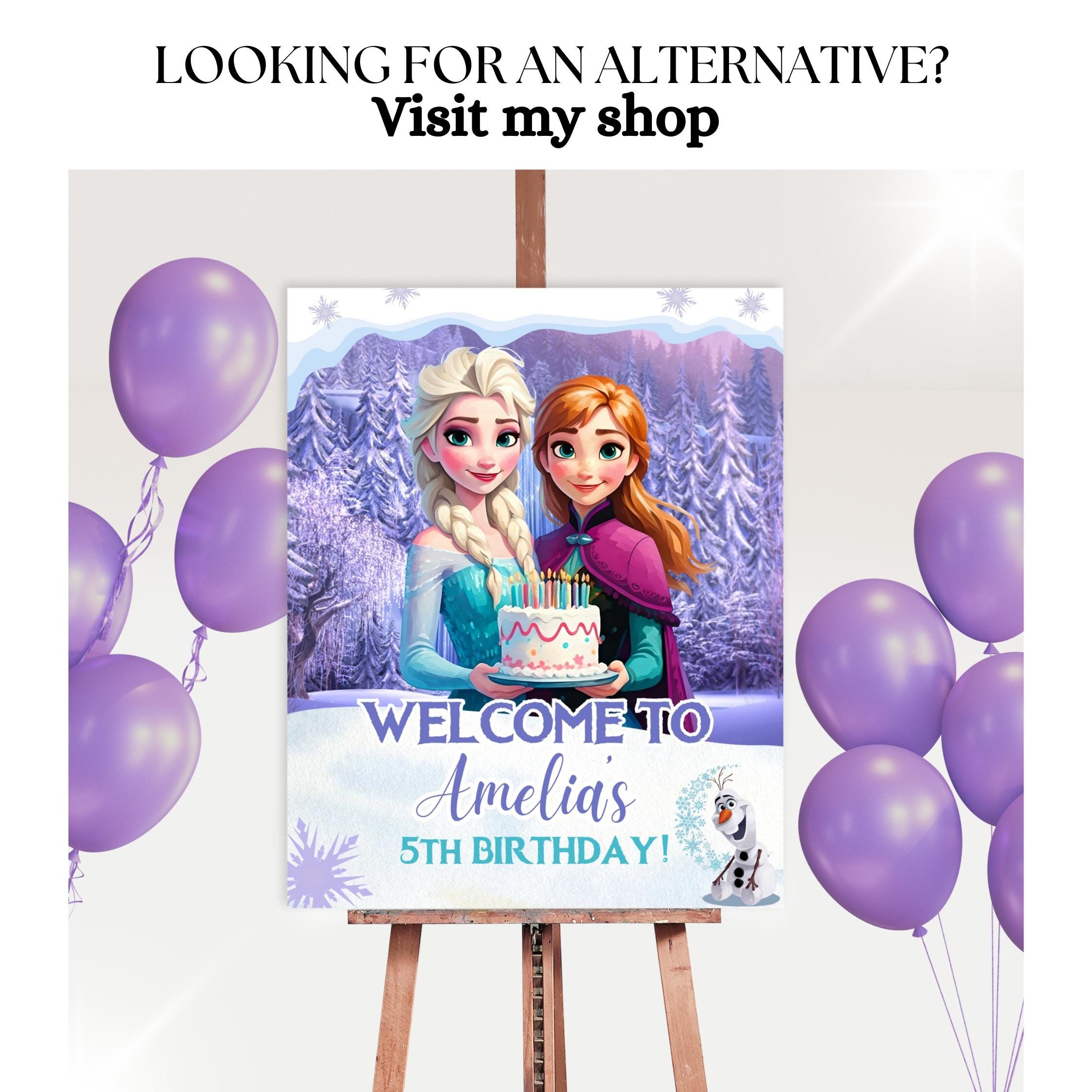 Frozen Birthday Welcome Sign - Elsa and Anna Party Poster Editable ...