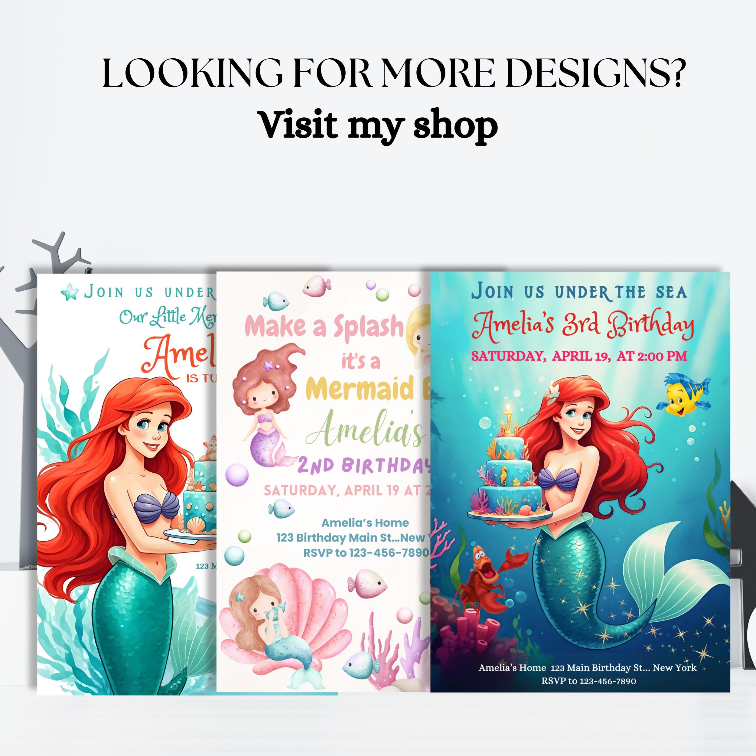 Little Mermaid Invitation Ariel Birthday Invite Summer Party Beach ...