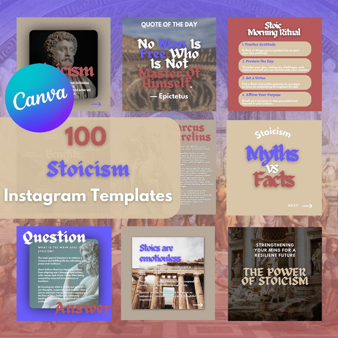 Stoicism Branding Kit Instagram Template for Canva - Philosophy ...