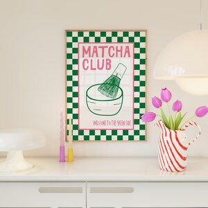 Matcha Club Print: Pink Green Trendy Kitchen Decor (digital Download ...