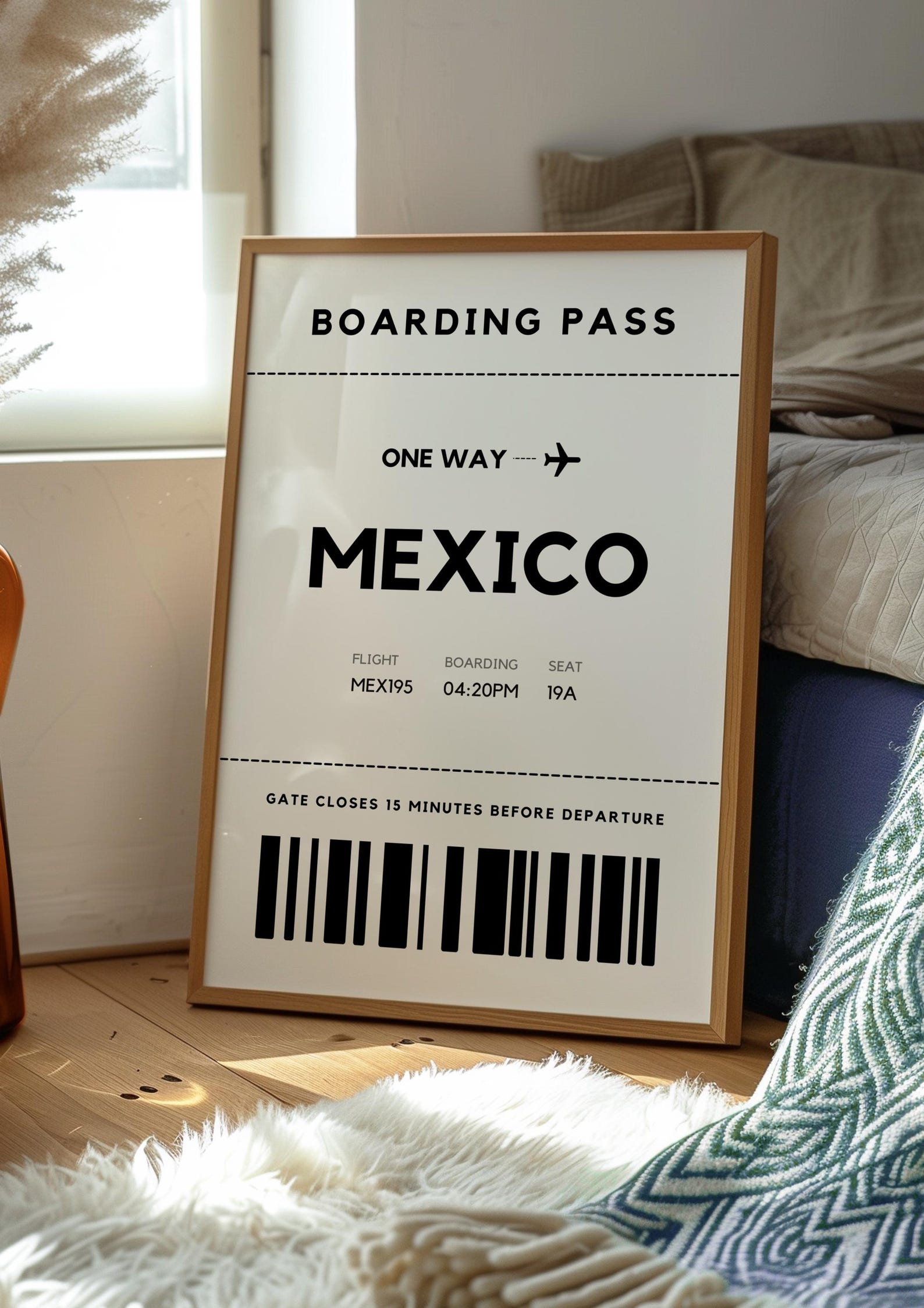 Mexico Wall Art, Boarding Pass CDMX Print, Digital Download, Travel ...
