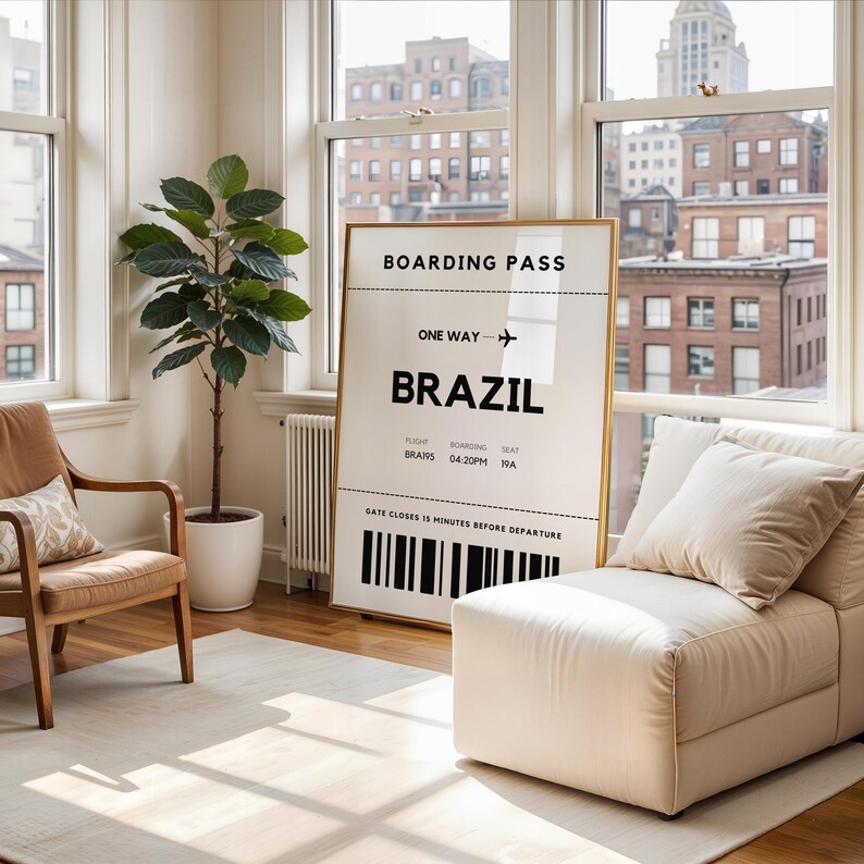 Brazil Wall Art, Boarding Pass Brazil Print, Digital Download, Travel ...