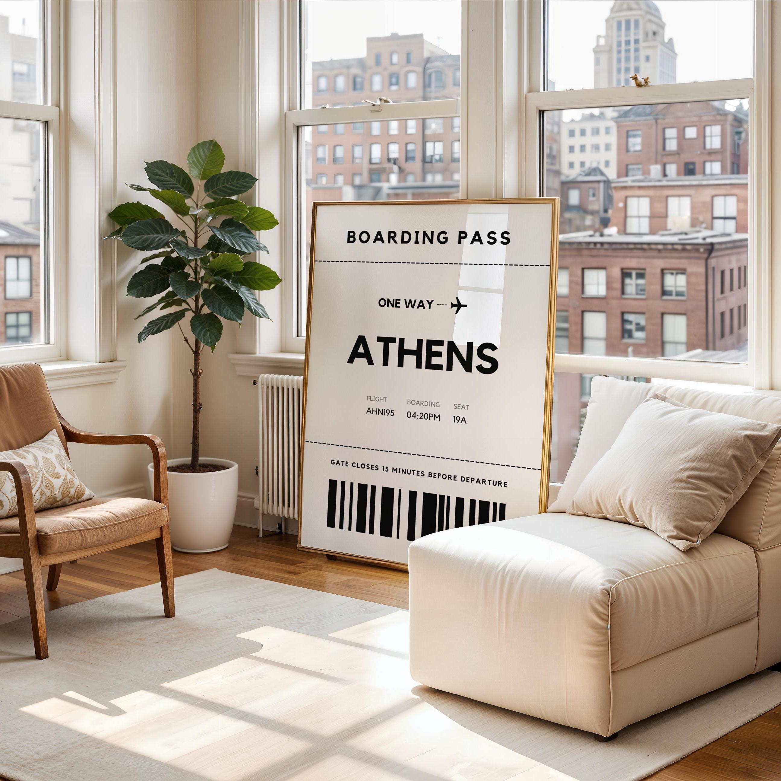 One Way Athens Wall Art, Boarding Pass Print, Location Poster, Travel ...