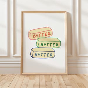 Butter Print, Butter Sticks Food Poster, Trendy Kitchen Decor, Colorful ...