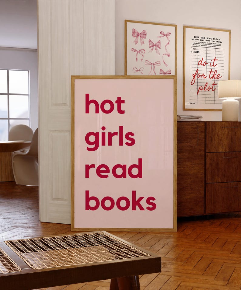 Hot Girls Read Books Wall Art, Digital Download Library Wall Art Book ...