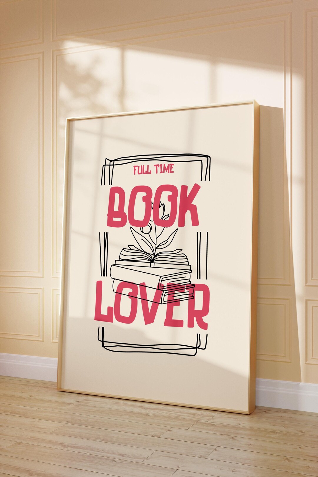 Full Time Book Lover Wall Art Printable Digital Wall Art Library Wall ...