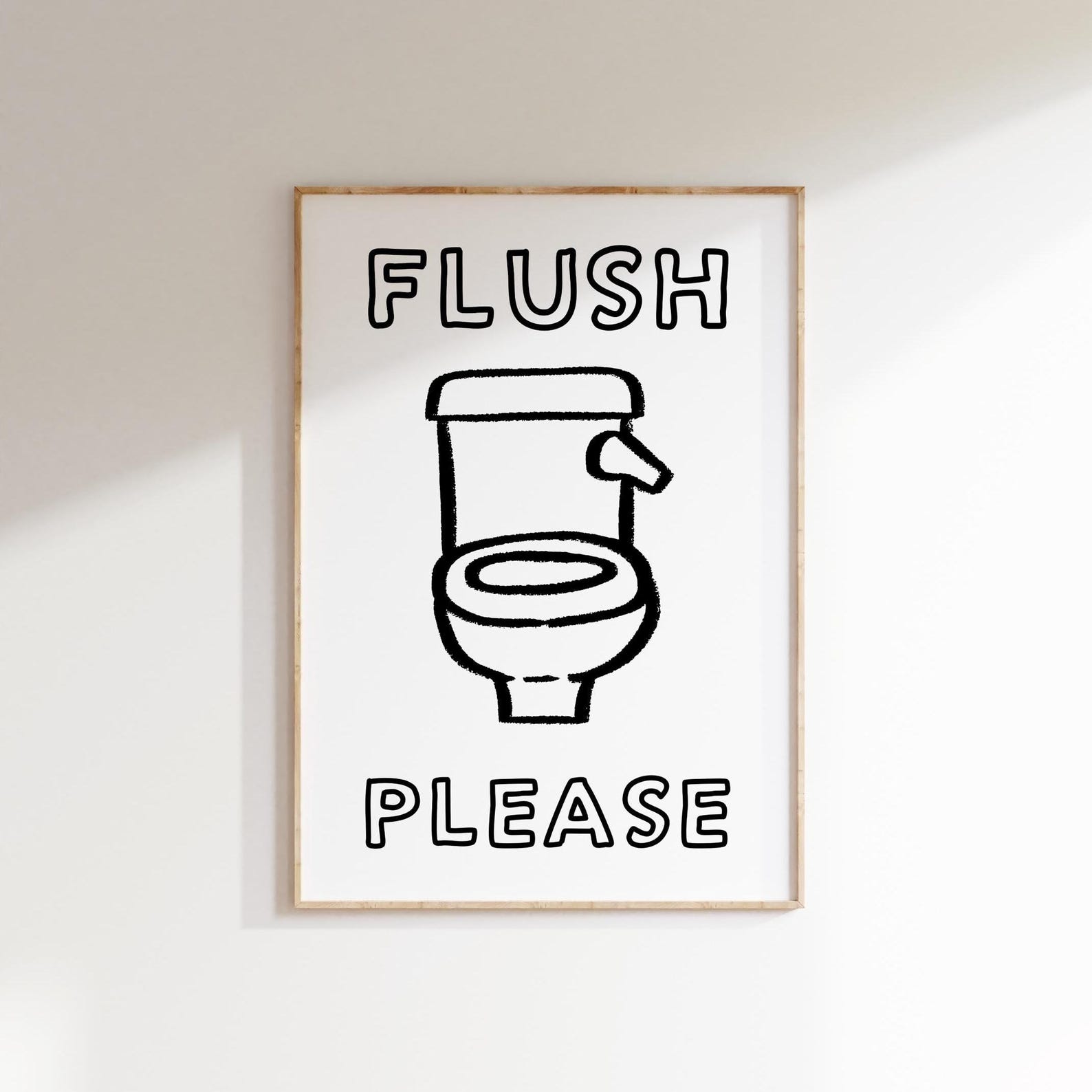 Funny Bathroom Print Flush Please Wall Art, Quirky Toilet Sign, Guest ...
