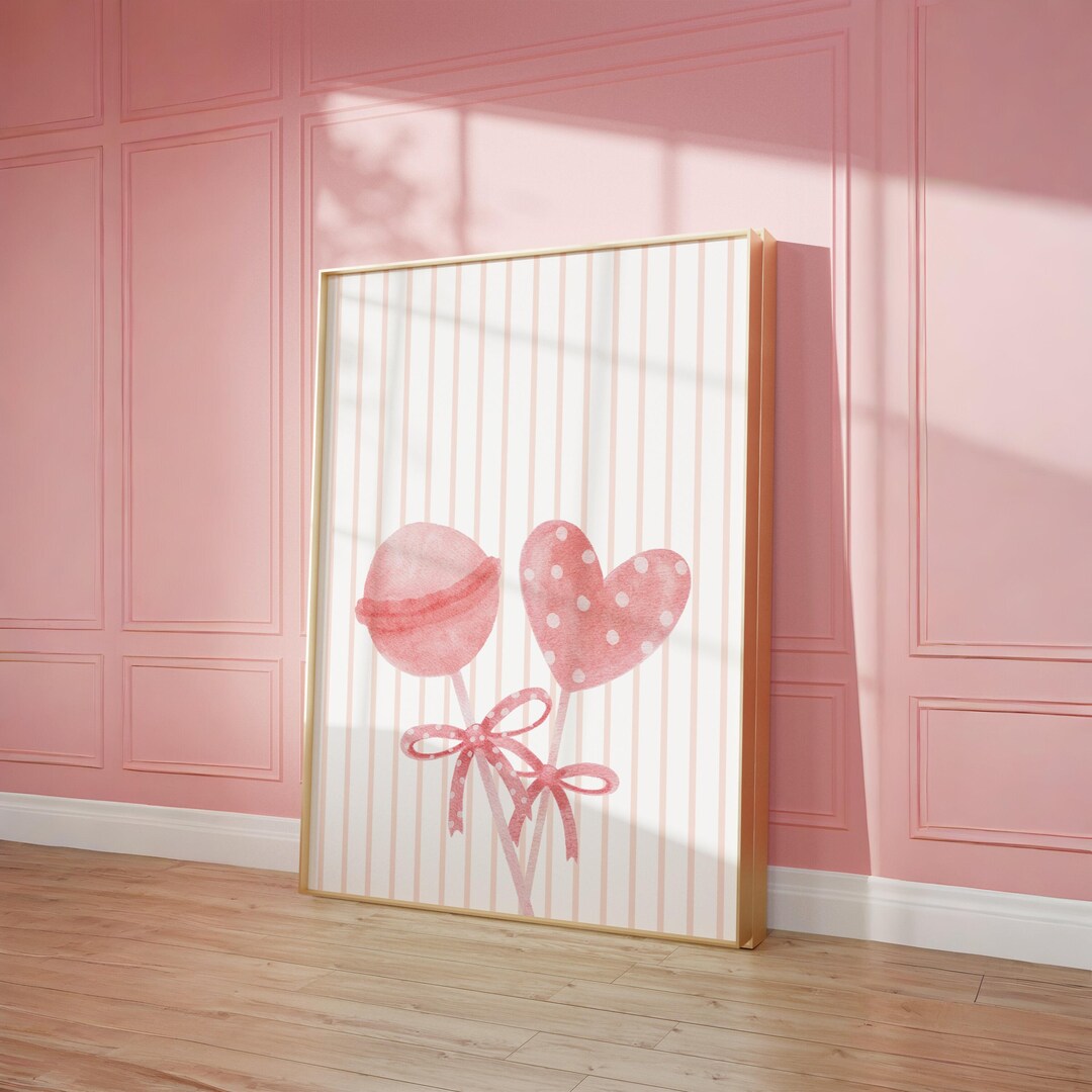 Pink Candy Print, Printable Wall Art, Cute Sweets Food Poster, Coquette ...