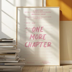 One More Chapter Digital Wall Art, Library Wall Art Book Lover Reader ...