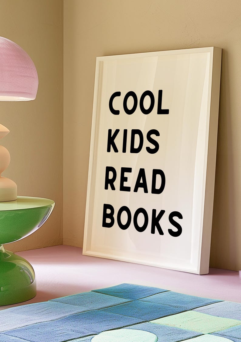 Cool Kids Read Books Wall Art, Digital Download Library Wall Art Book ...