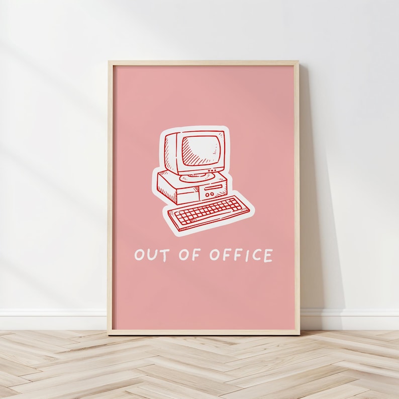 Out of Office Print, Printable Wall Art, Aesthetic Cubicle Decor, Retro ...