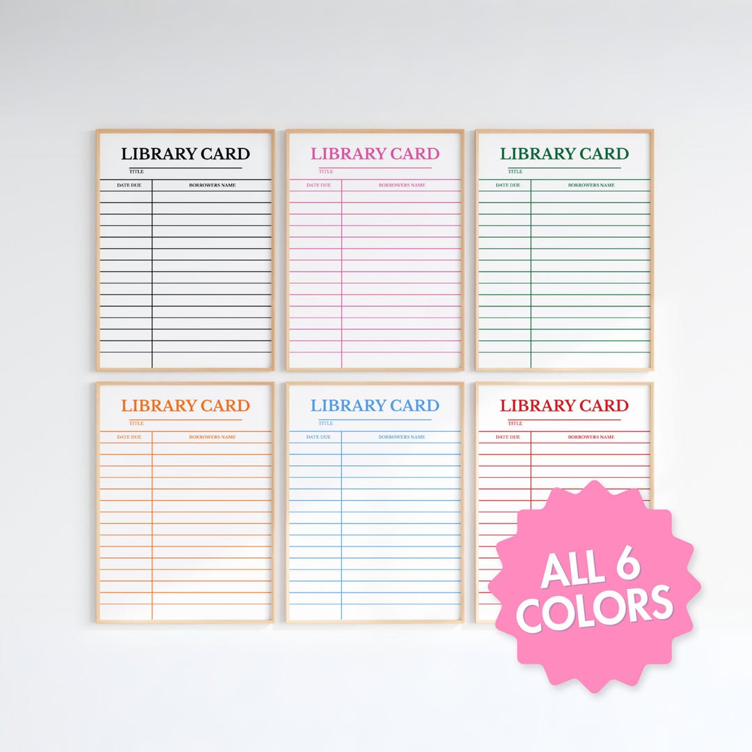 Blank Library Card Wall Art Print: Empty Retro Book Checkout, Book ...