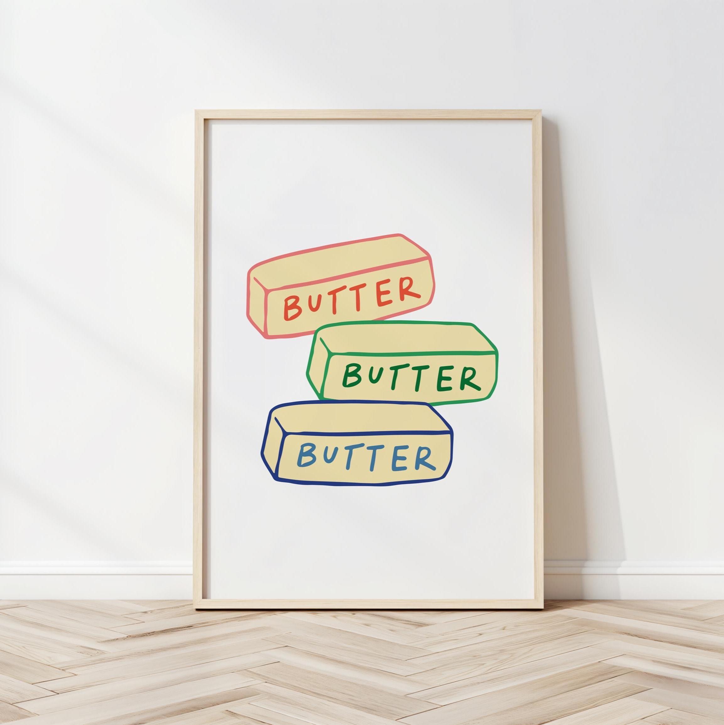 Butter Print, Butter Sticks Food Poster, Trendy Kitchen Decor, Colorful ...