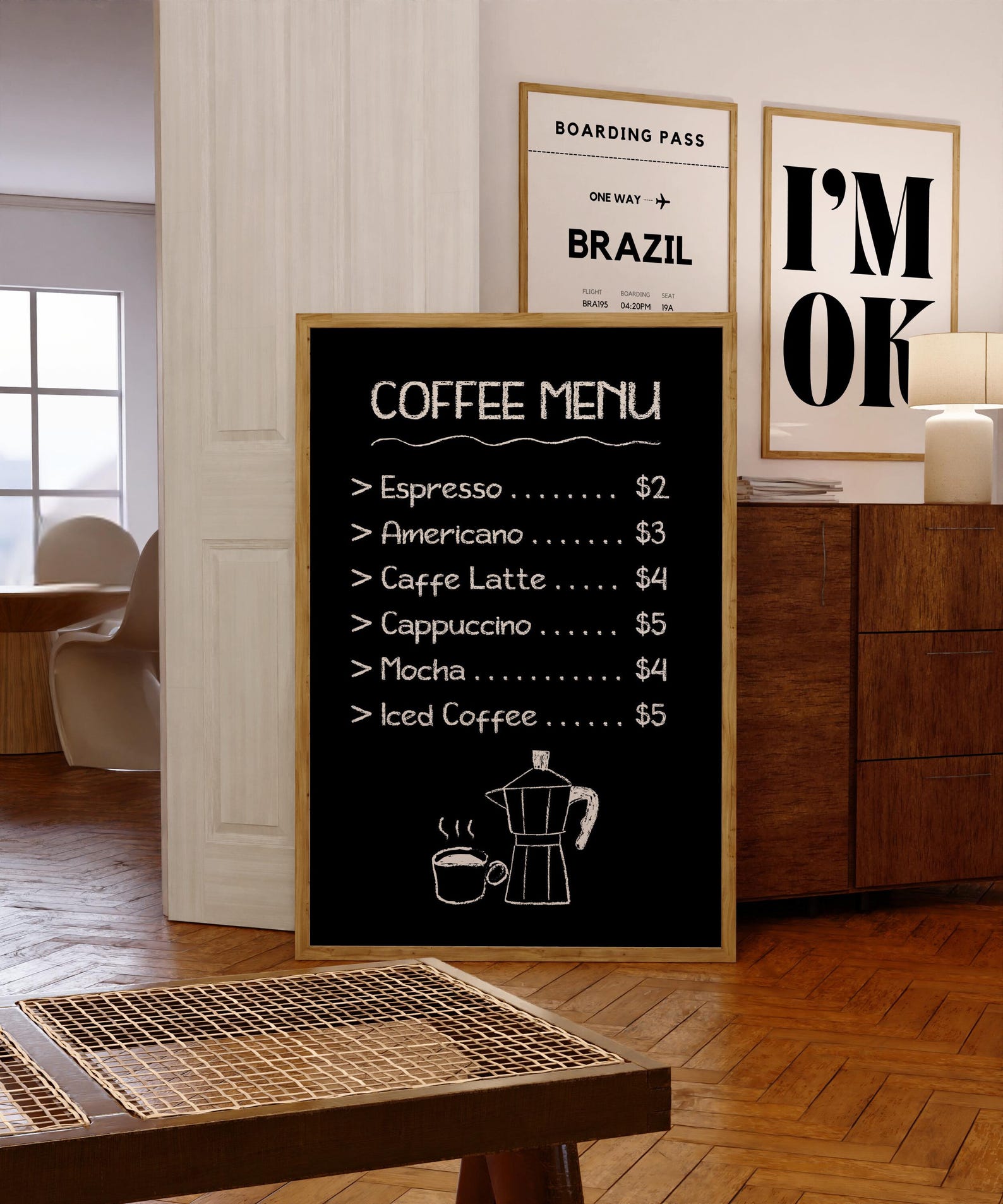 Coffee Menu Print, Printable Wall Art, Chalkboard Coffee Bar Cart Decor ...