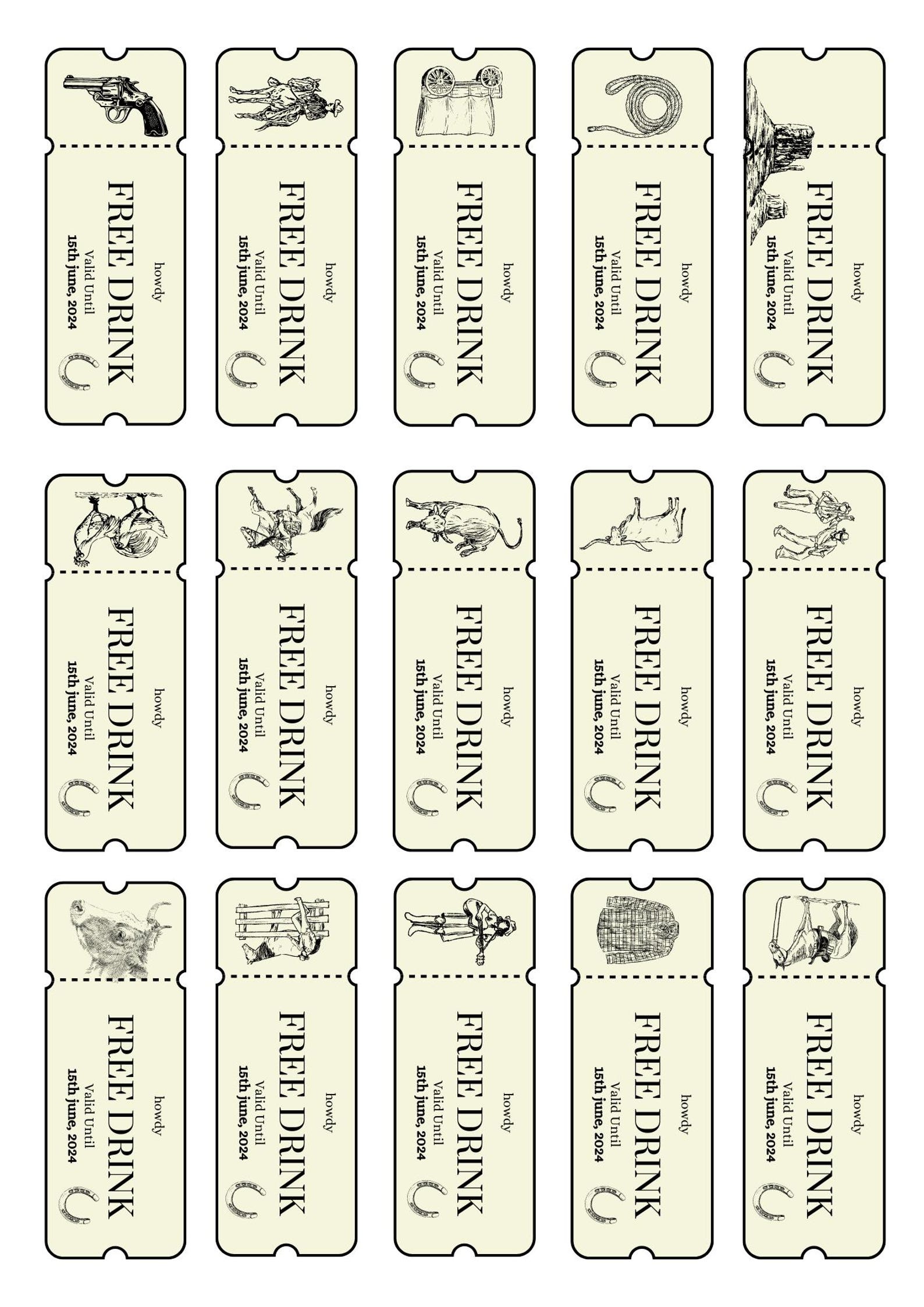 Wild West Free Drink Coupon Template: Cowboy Party Favor (printable) - Etsy