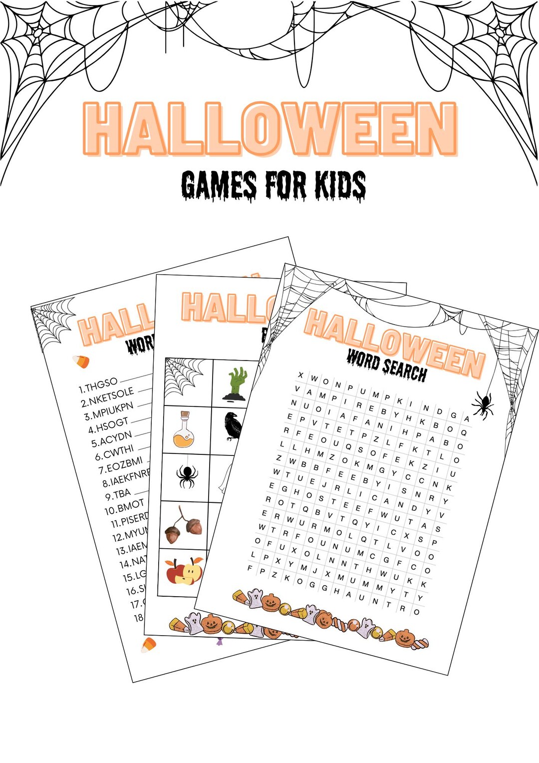 Printable Halloween Games for Kids – Fun Word Scramble, Word Search ...