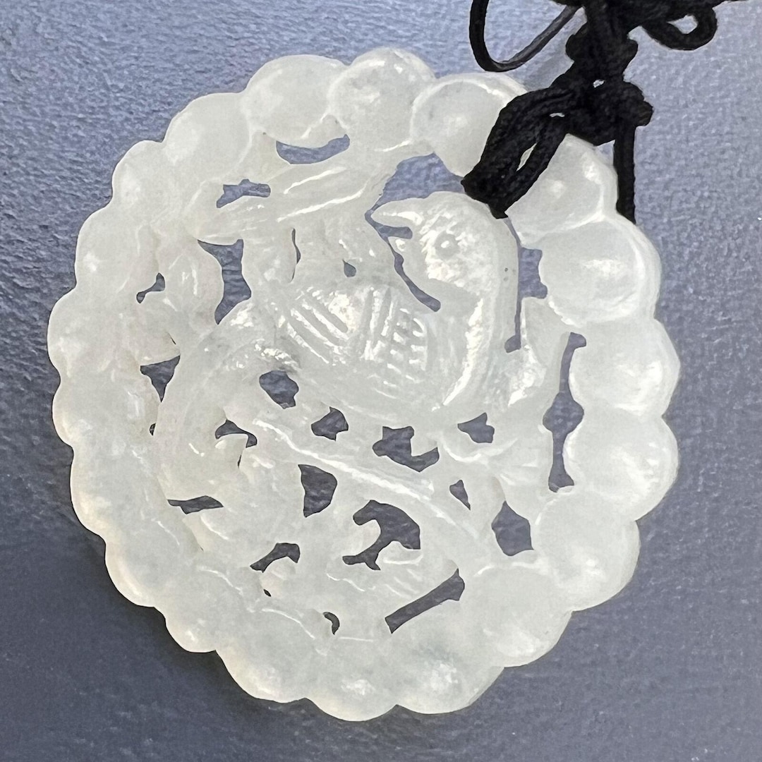 Vintage Chinese Carved Jade Jadeite Bird Pendant Necklace . Chinese ...